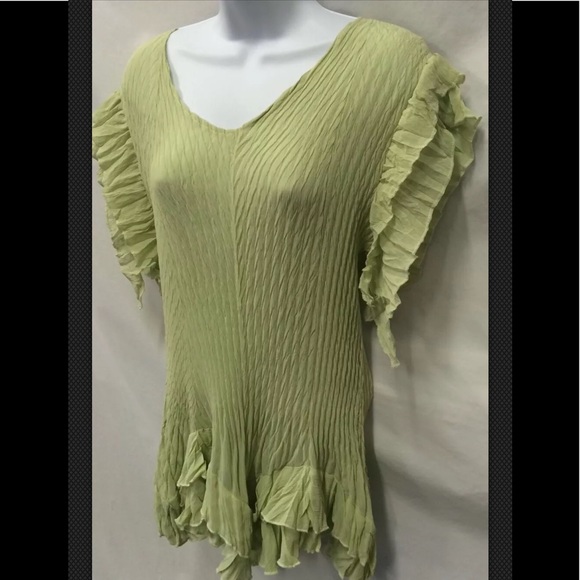 Pretty Angel | Tops | Pretty Angel Silk Crepe Ruffle Romantic | Poshmark